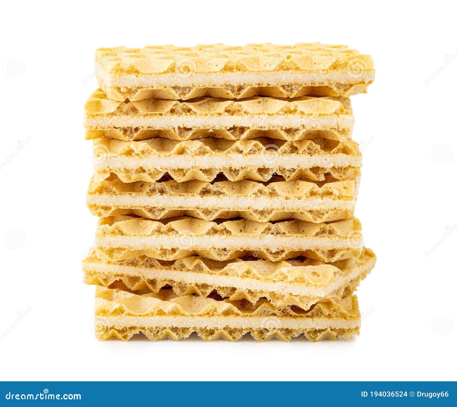 Stack of Wafers Isolated on White. Side View Stock Photo - Image of ...