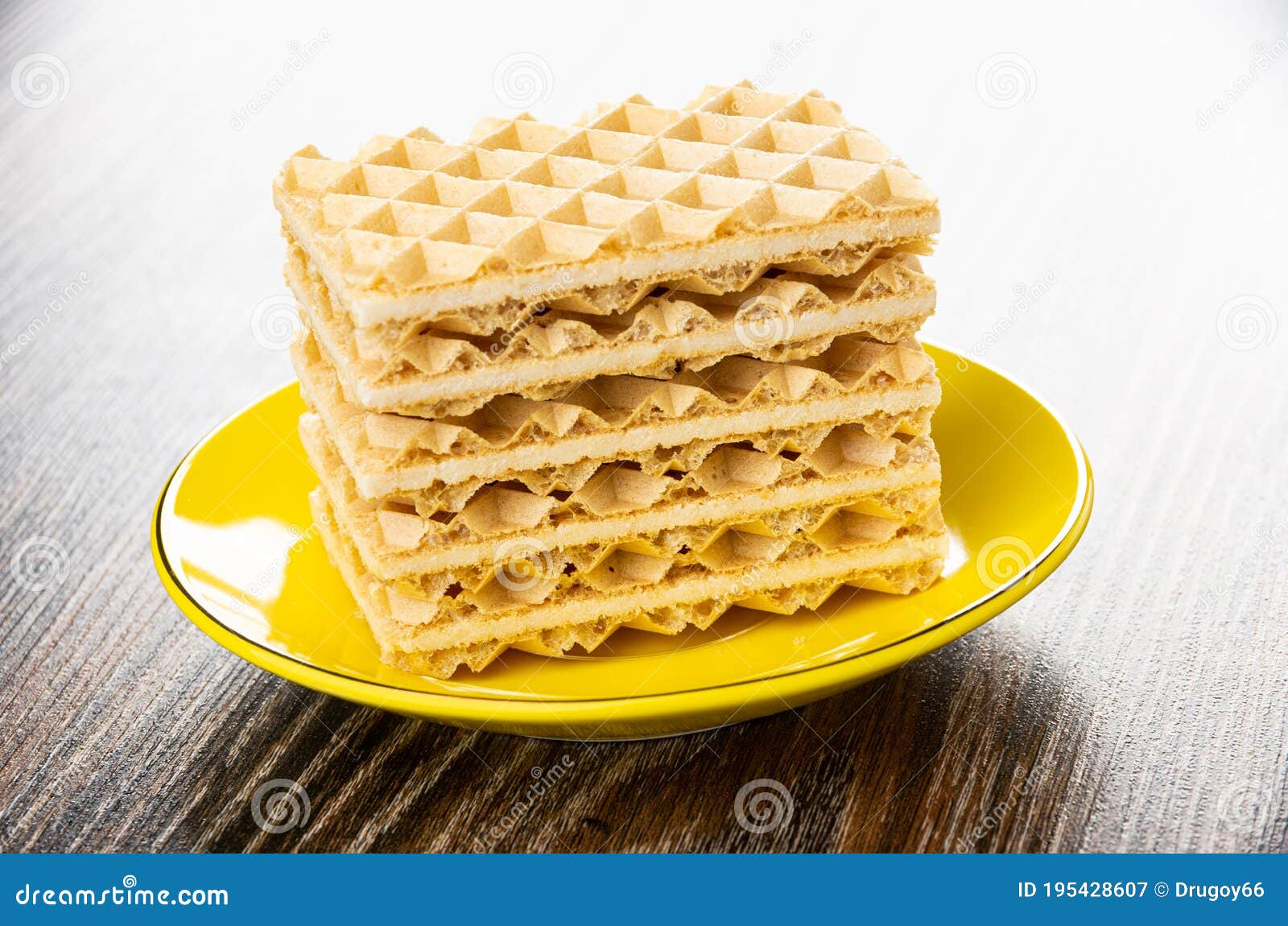 Stack of Wafers in Saucer on Wooden Table Stock Image - Image of glass ...