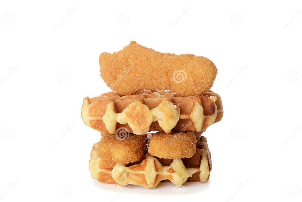 Stack of Waffle and Chicken Tenders Stock Image - Image of brunch ...