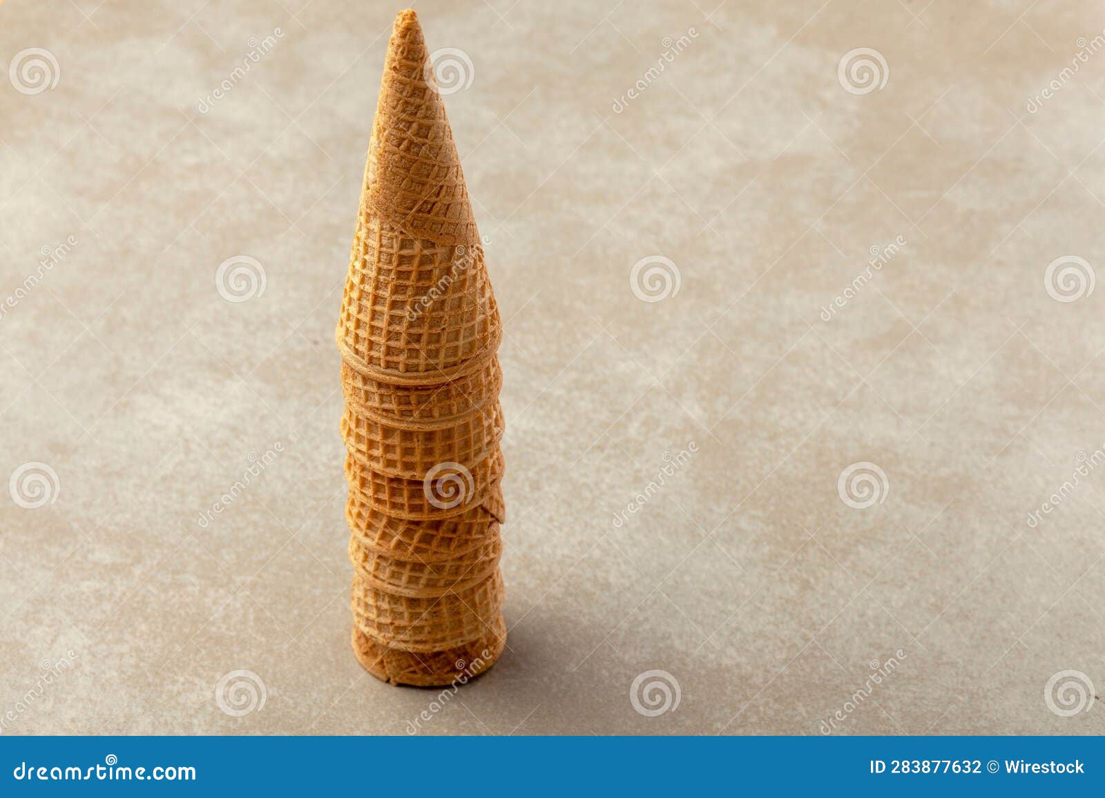 Stack of Waffle Cones Arranged on a Gray Surface Stock Photo - Image of ...