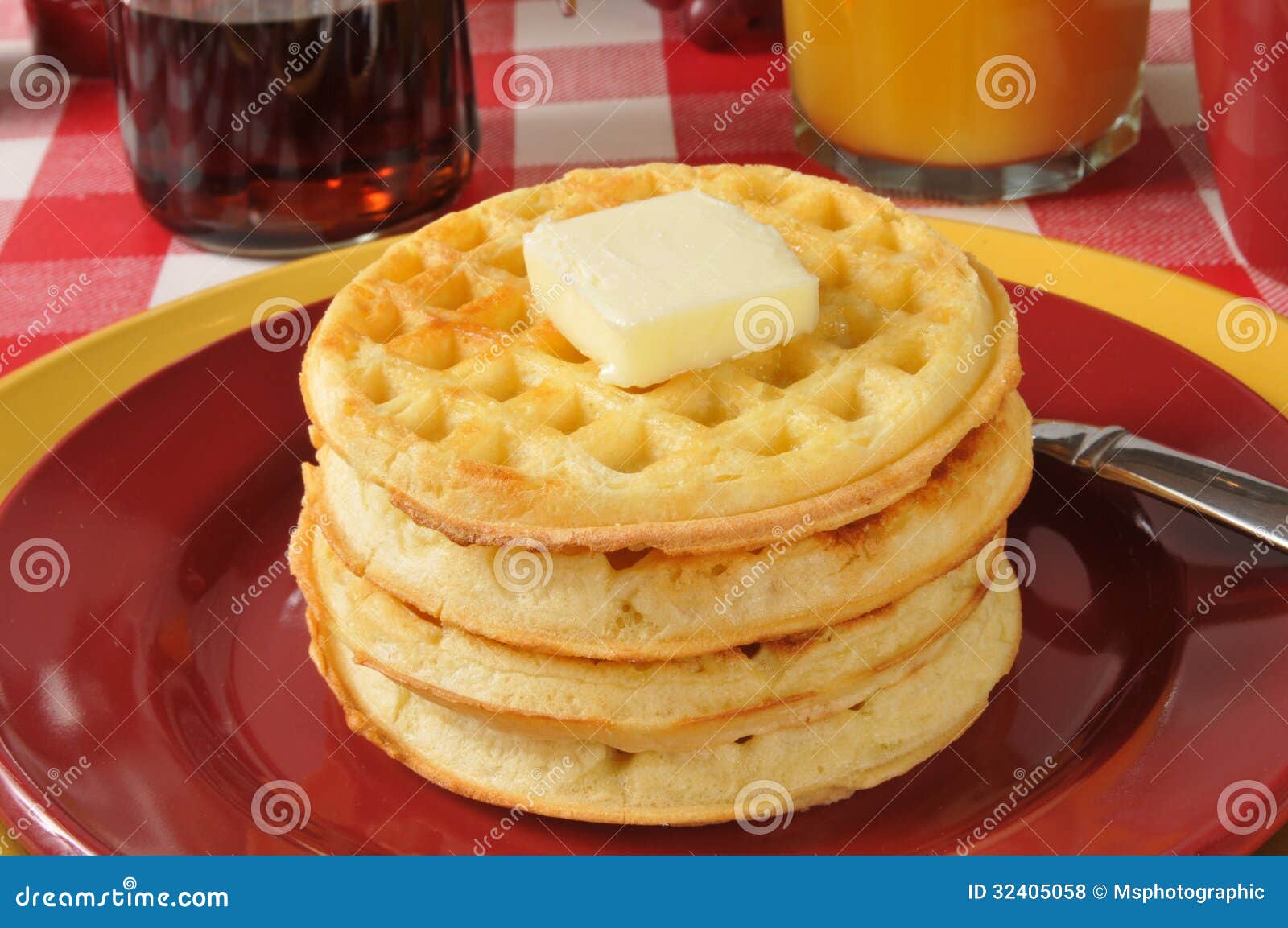 Stack of waffles stock photo. Image of juice, buttermilk - 32405058