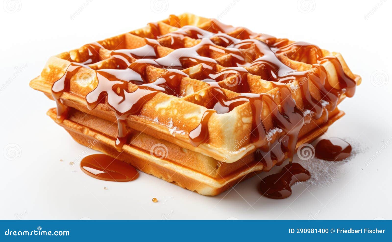 A Stack of Waffles Covered in Syrup and Drizzle. Stock Photo - Image of ...