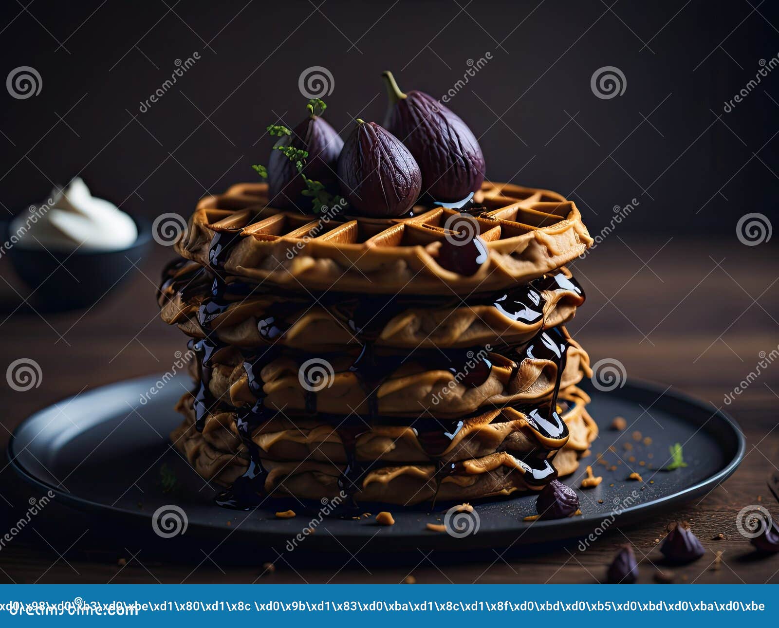 Stack of Waffles Decorated with Berry Cream. Ai Generative Stock ...