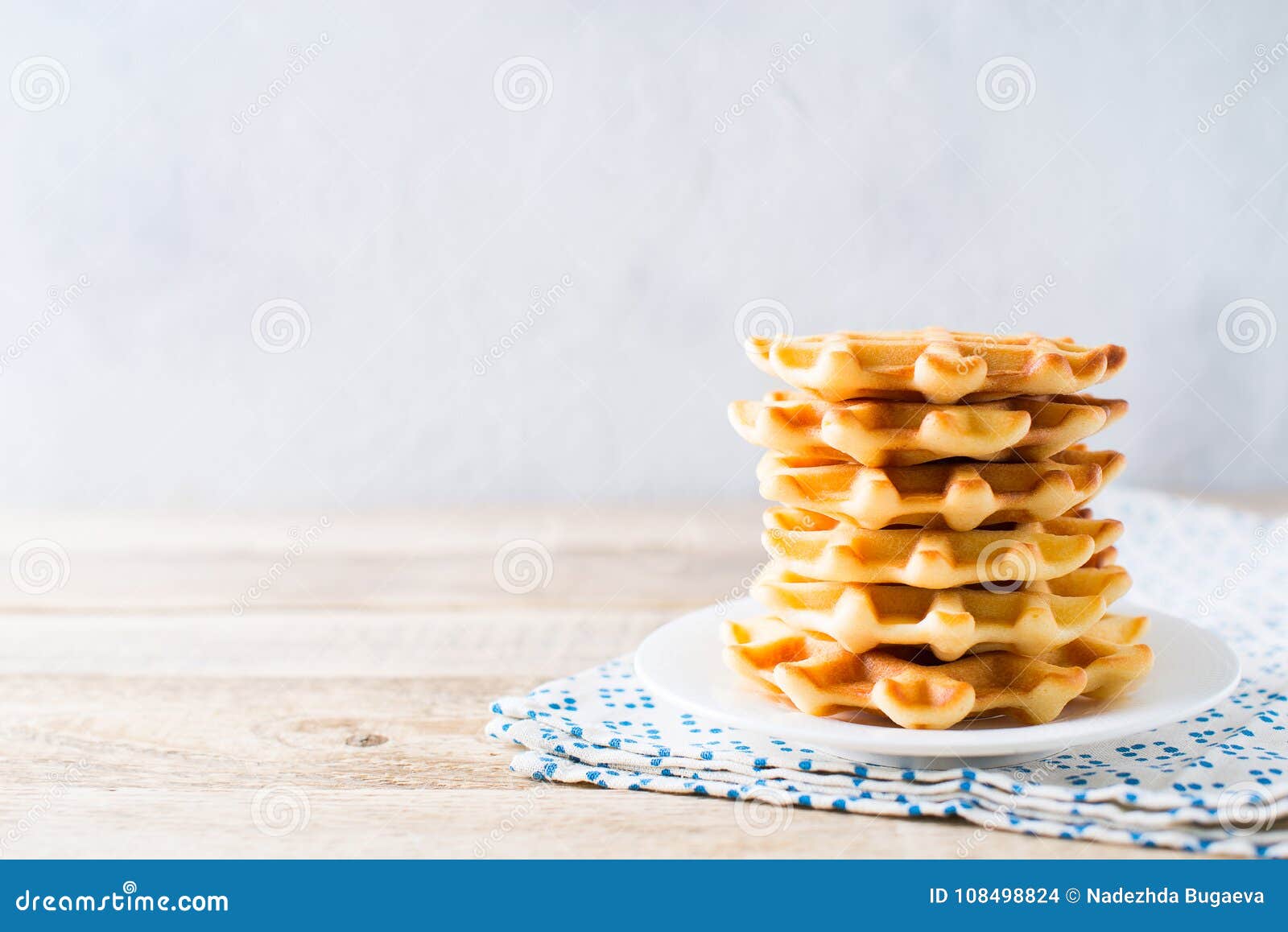 Stack of Waffles on Grey Background Stock Photo - Image of breakfast ...