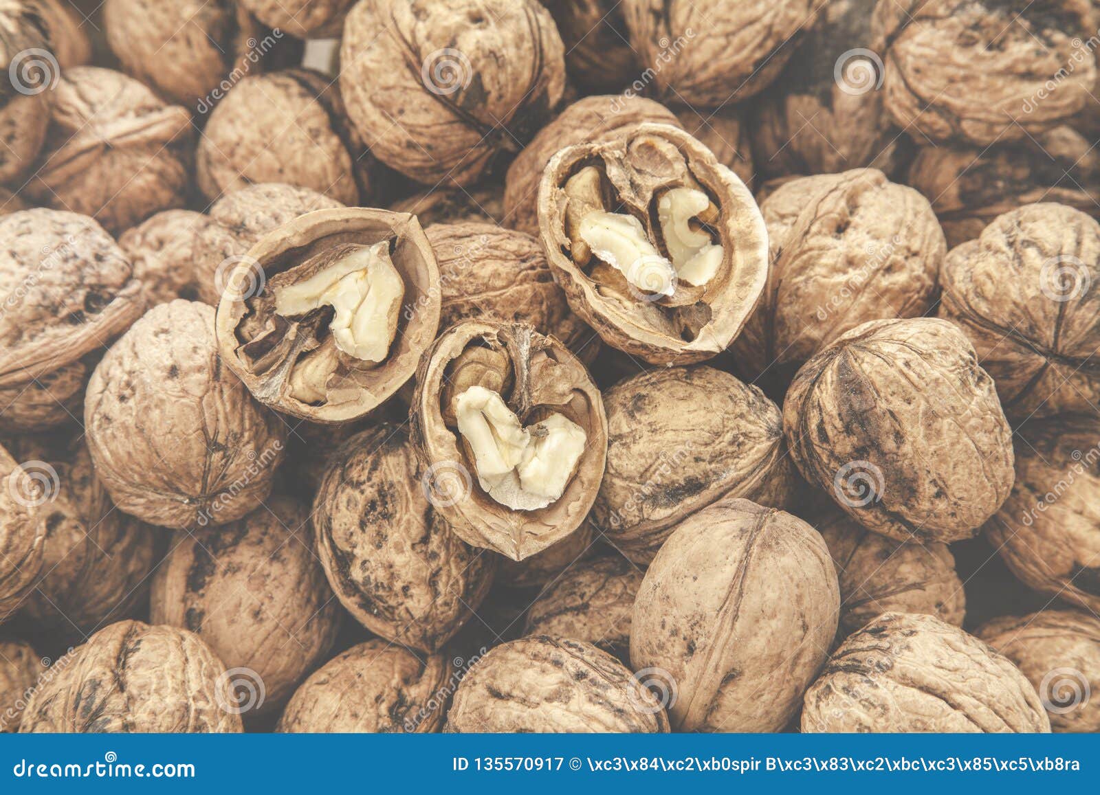 Stack Walnuts on Background Stock Image - Image of kernel, cracked ...
