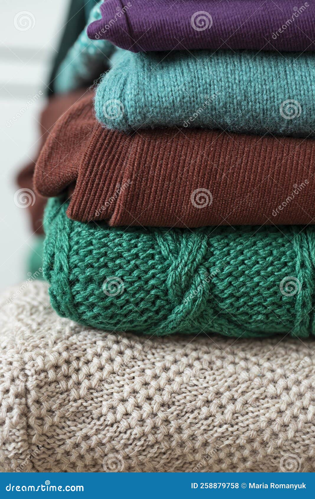 Stack of Warm Wool Clothes. Textile Texture Macro Stock Photo - Image ...