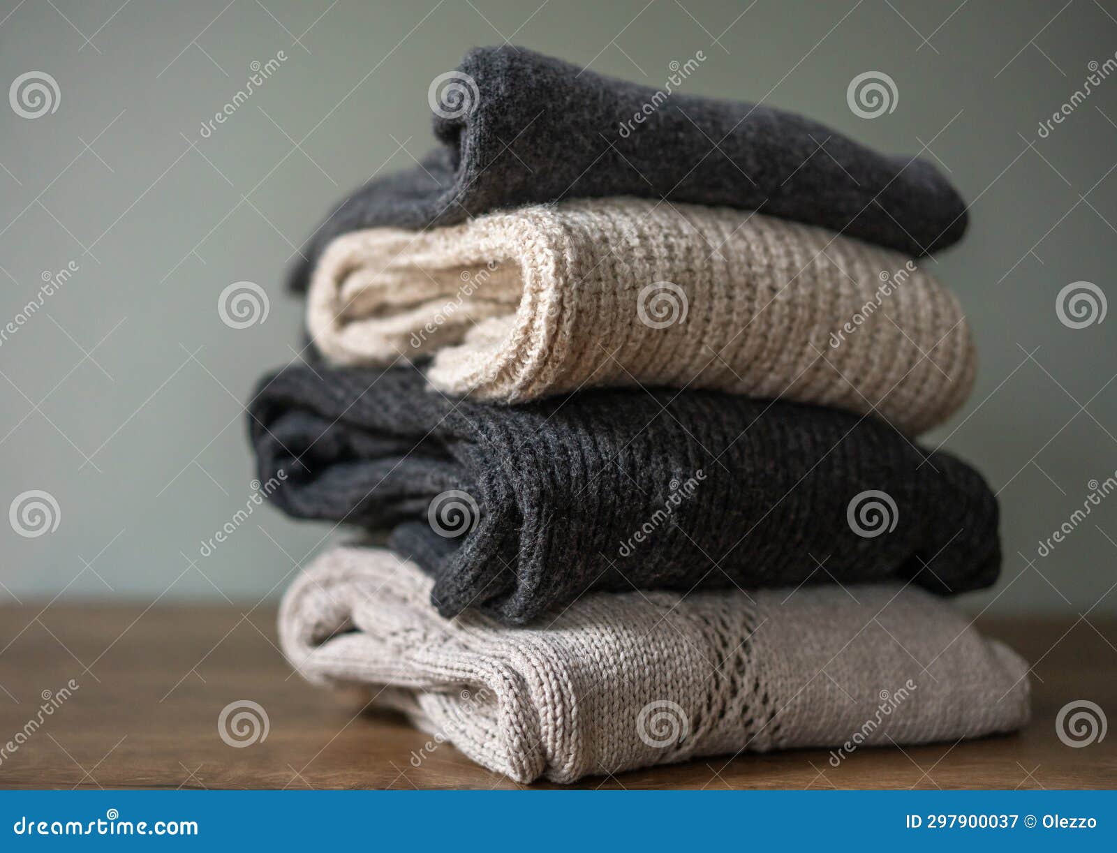 A Stack of Warm Wool Sweaters in Neutral Colors. Warm Winter Clothes ...