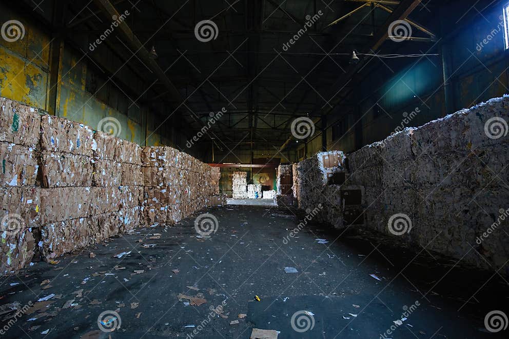Stack of Waste Paper at the Recycling Factory Stock Photo - Image of ...
