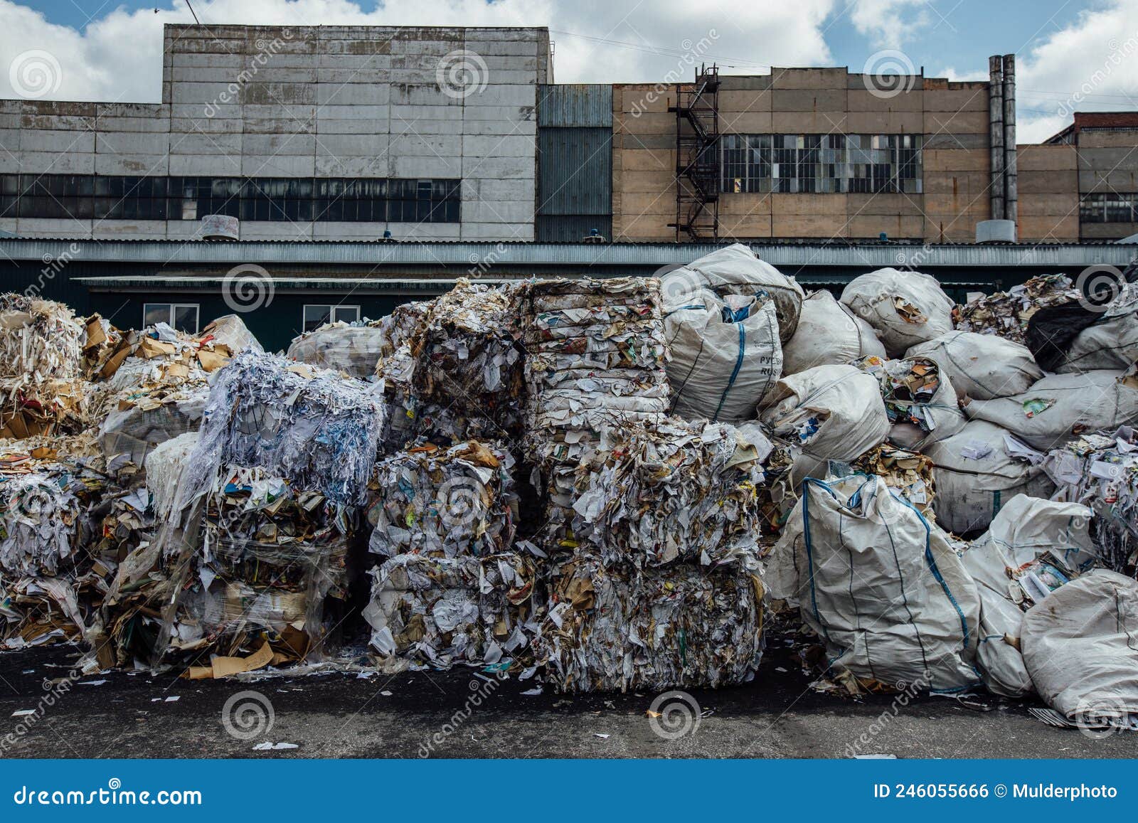 Stack of Waste Paper at the Recycling Factory Stock Photo - Image of ...