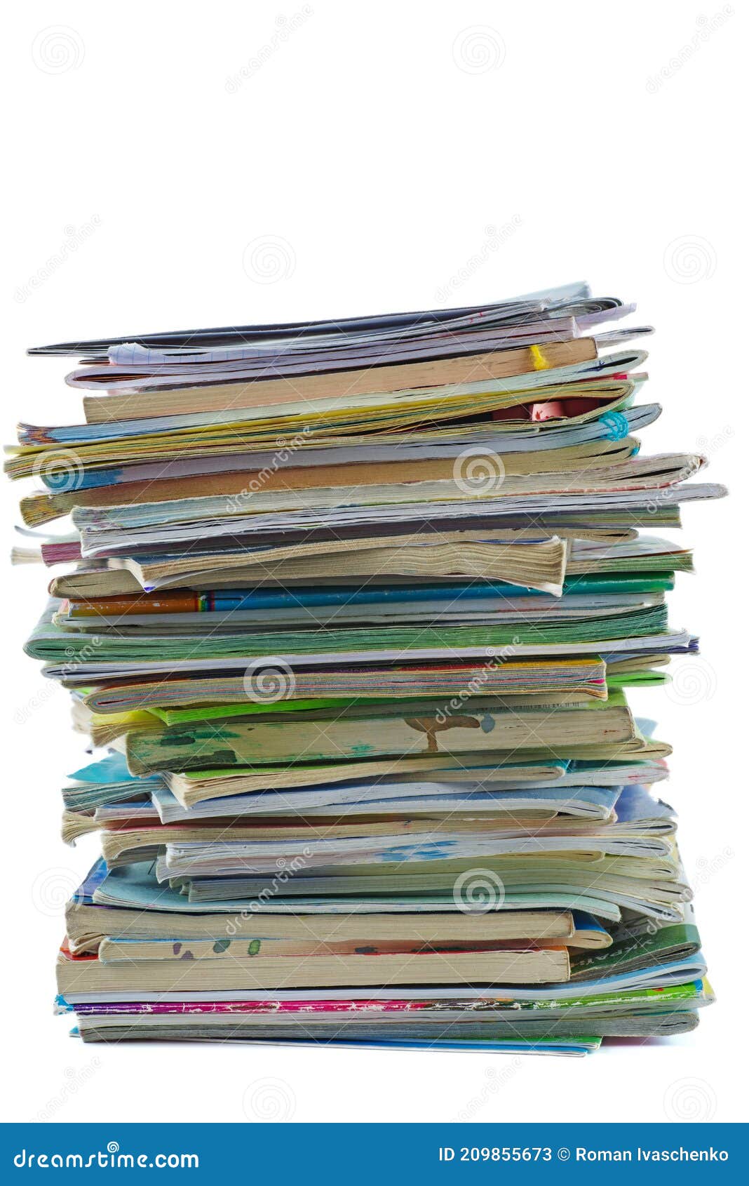 Stack of Wastepaper Isolated on White. Paper Recycling Stock Image ...
