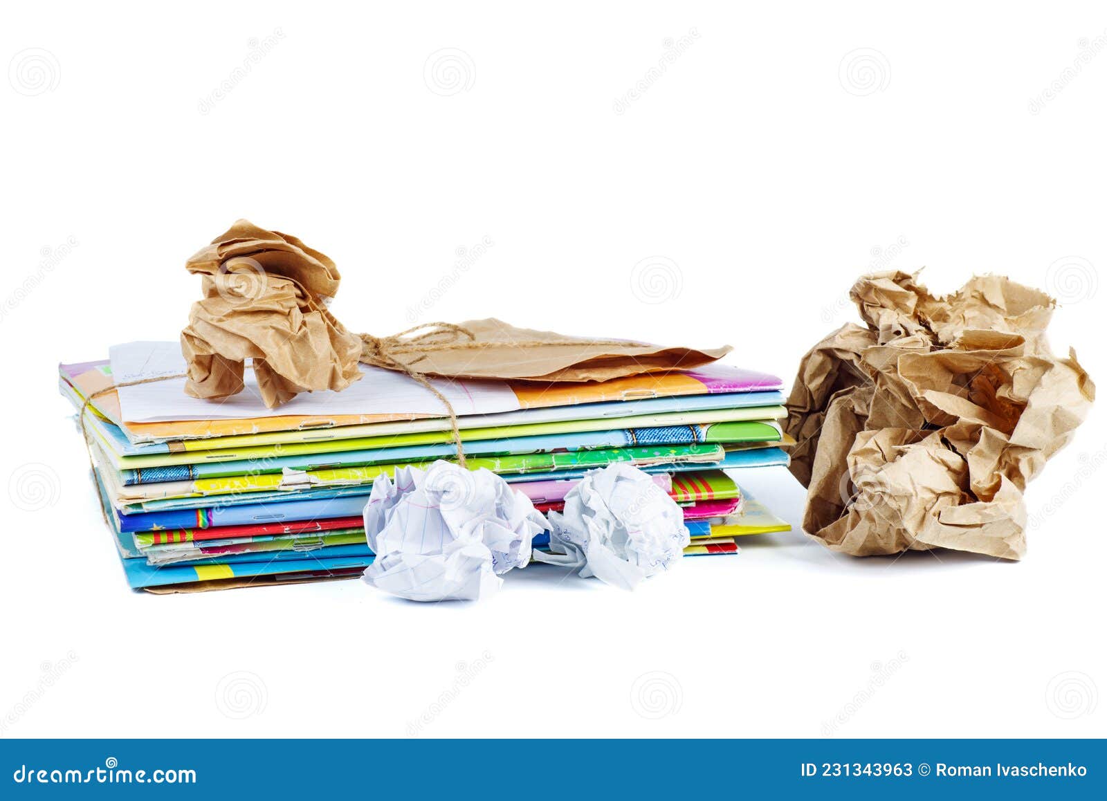 Stack Of Wastepaper Isolated On White. Paper Recycling Stock Image ...