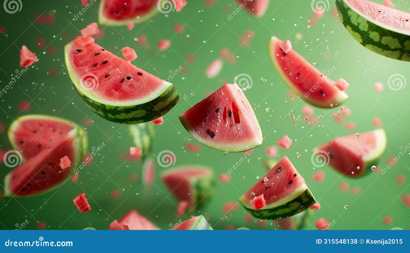 Stack of Watermelon Falling or Flying.Creative Levitation Food with ...