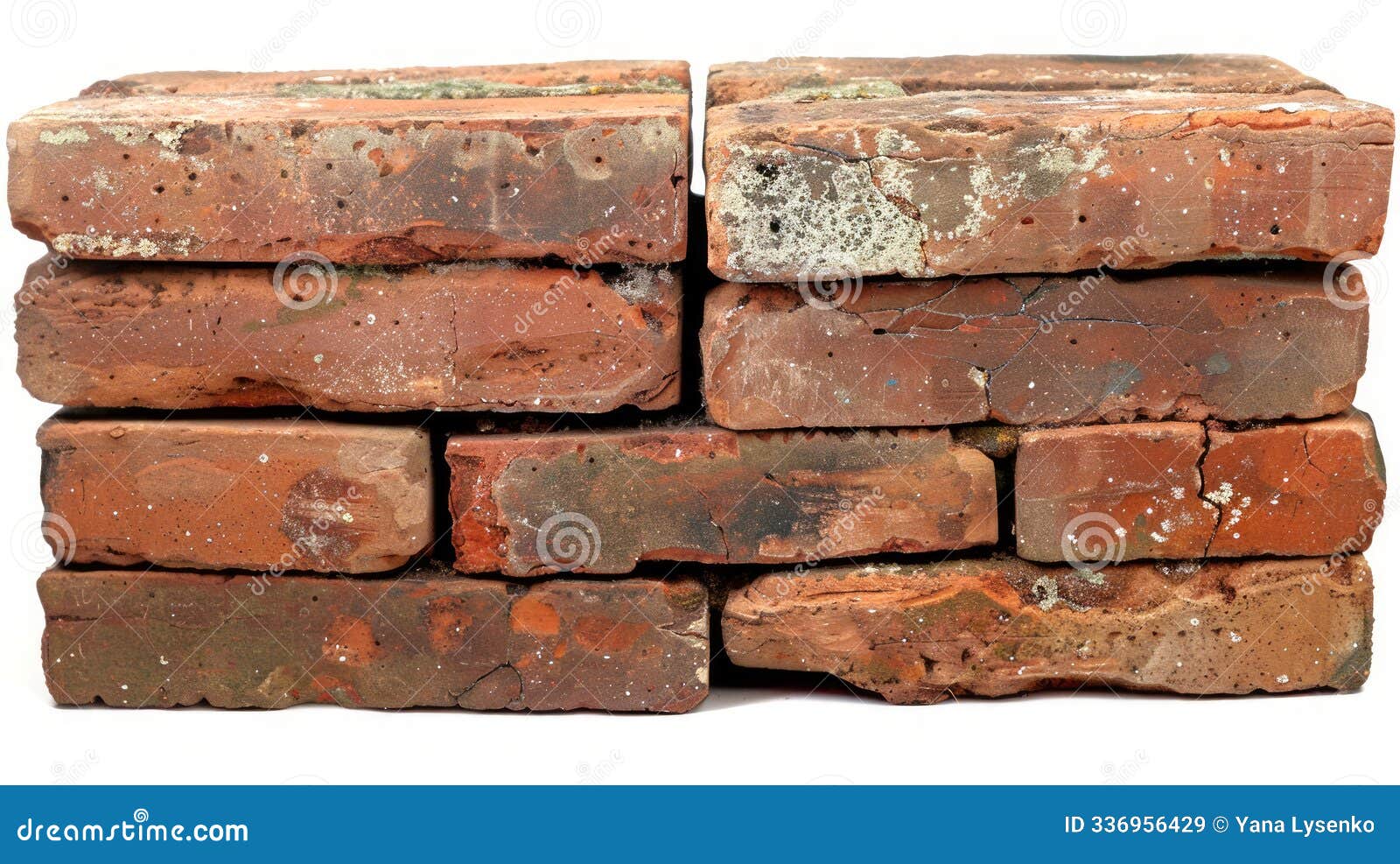 Stack of Weathered Red Bricks with Signs of Aging and Cracks Isolated ...