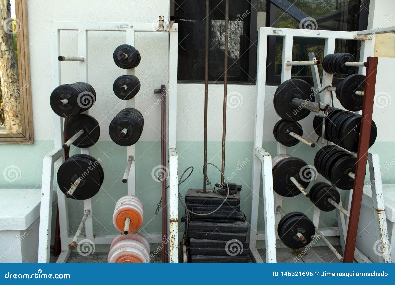 Stack of Weights Gym Outside Stock Photo - Image of stack, exercise ...