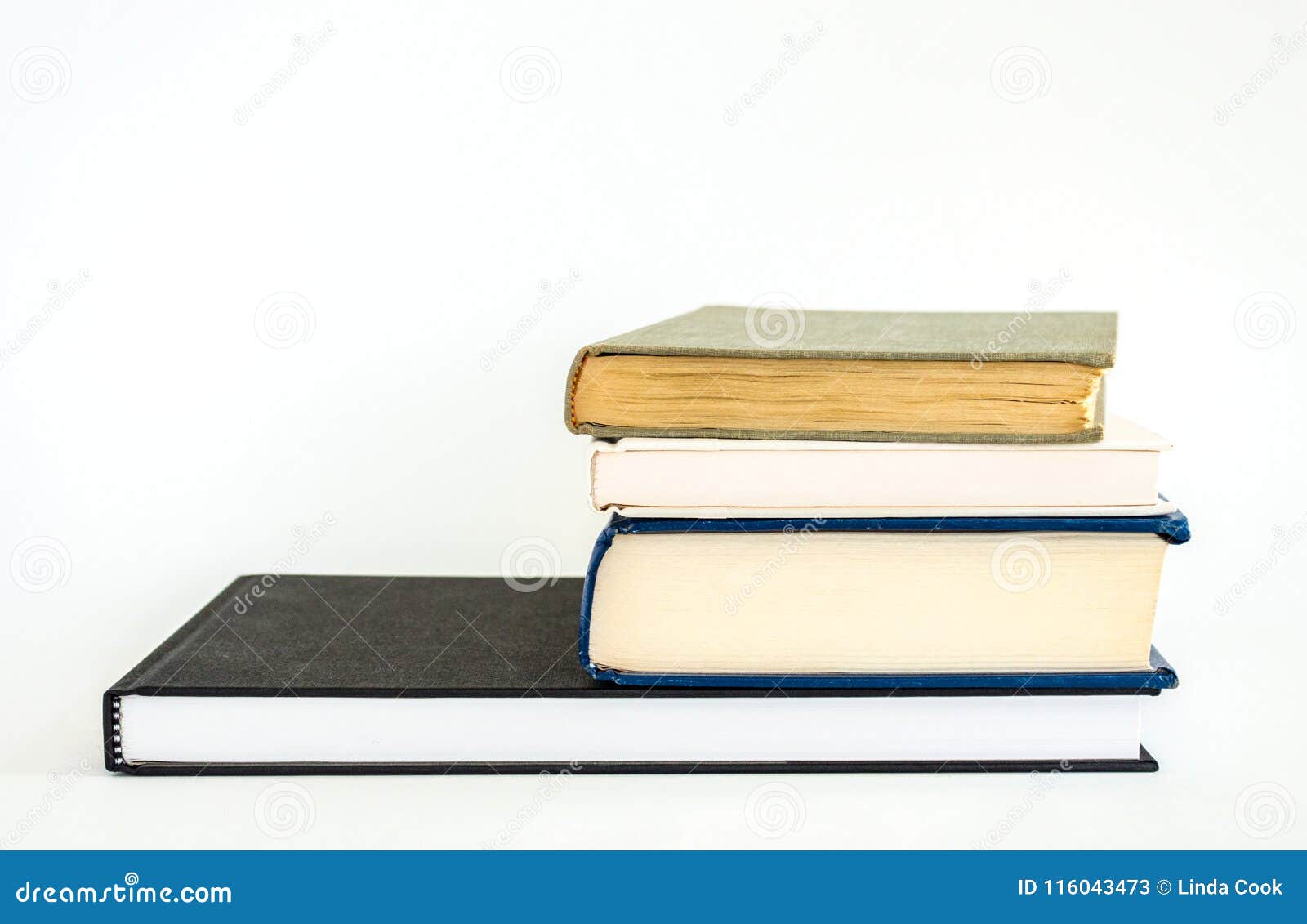 Stack of Well Worn Books Isolated on White Stock Image - Image of copy ...