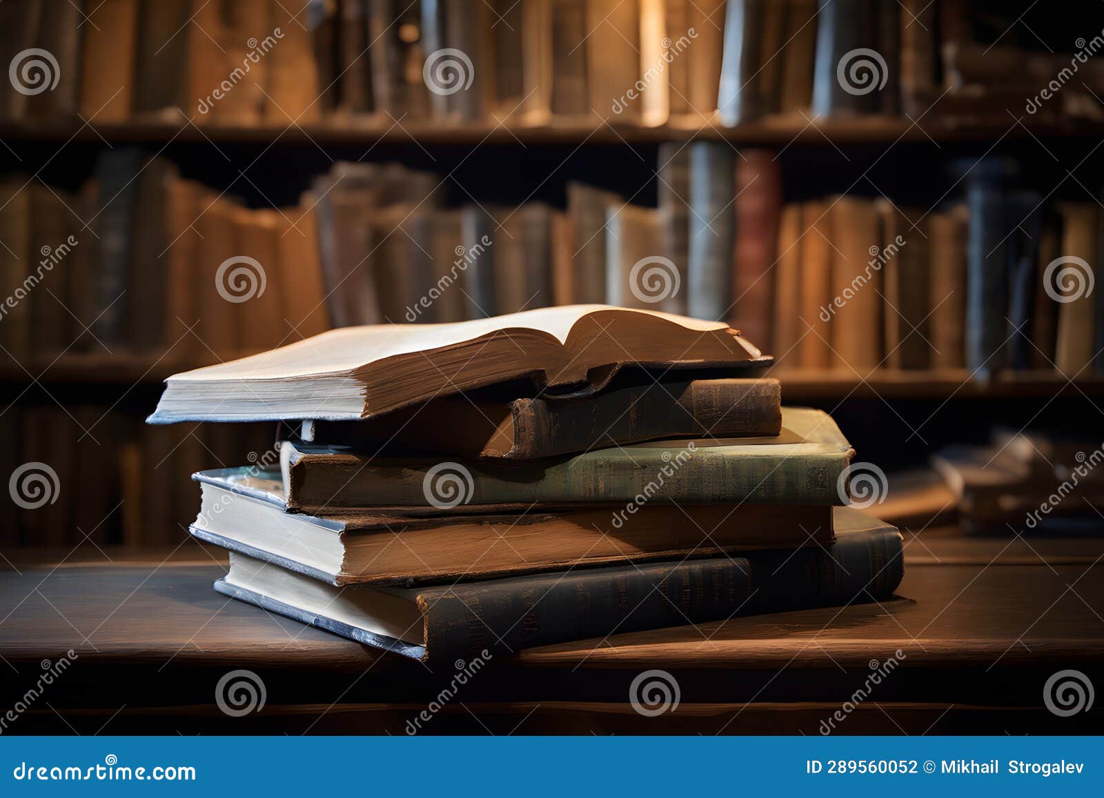 A Stack of Well-worn Vintage Books Stock Illustration - Illustration of ...