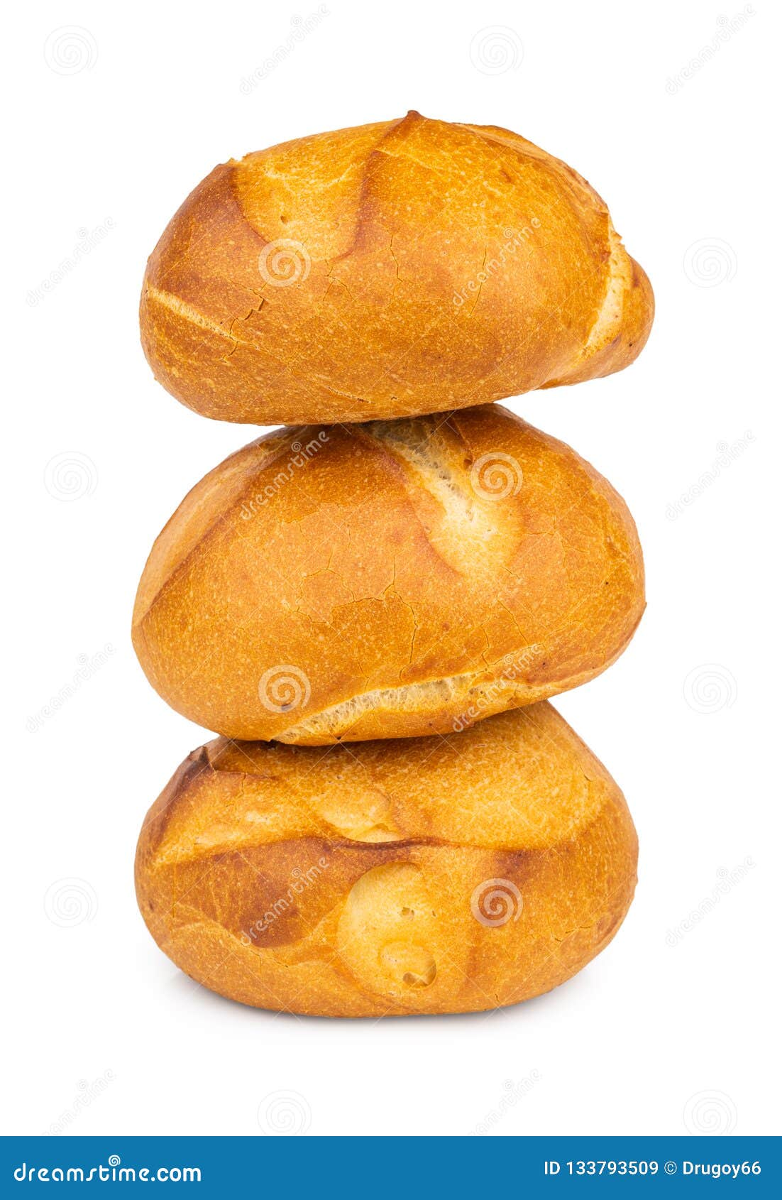 Stack of Wheat Buns Isolated on White Stock Image - Image of baked ...