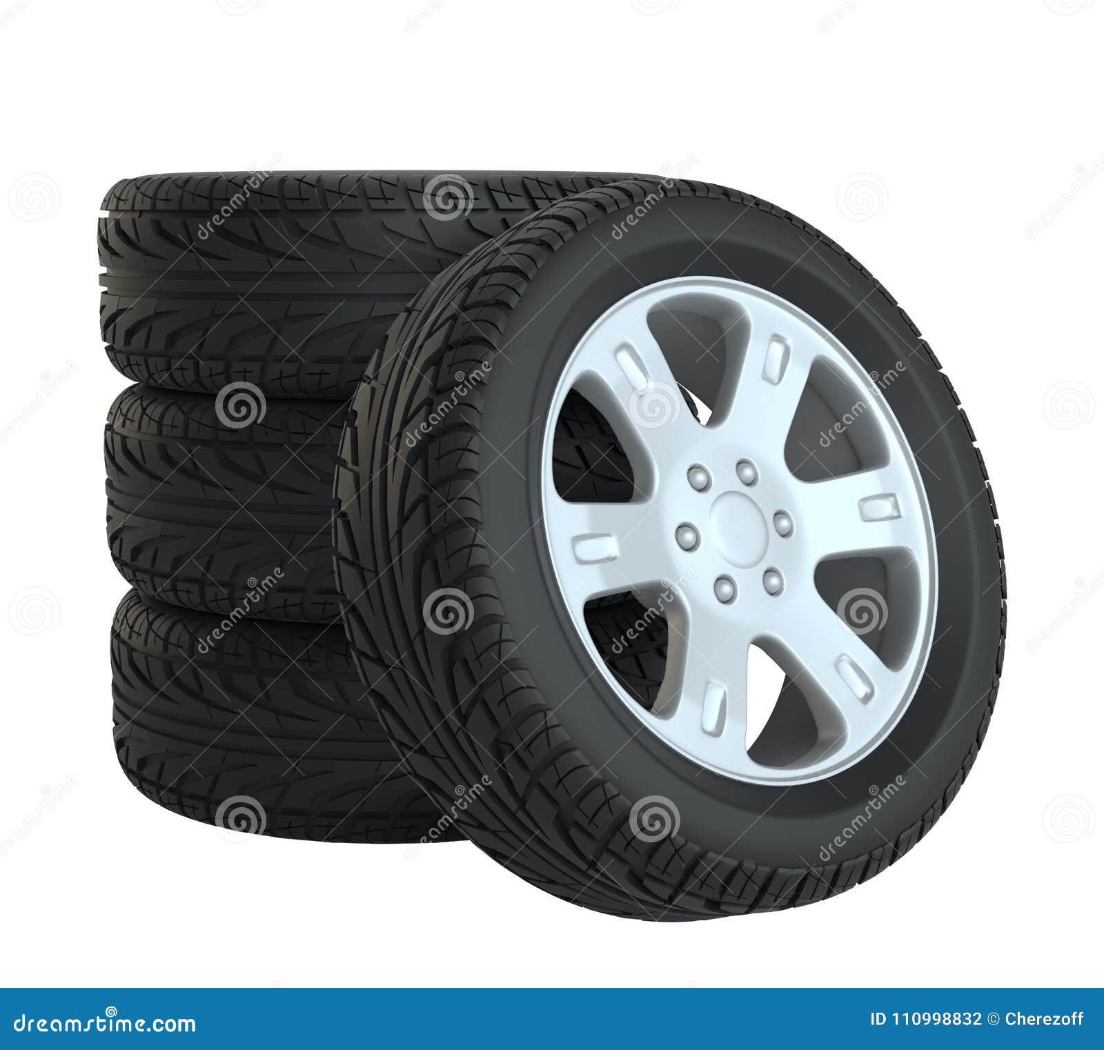 Stack of Wheels. 3d Illustration Stock Illustration - Illustration of ...
