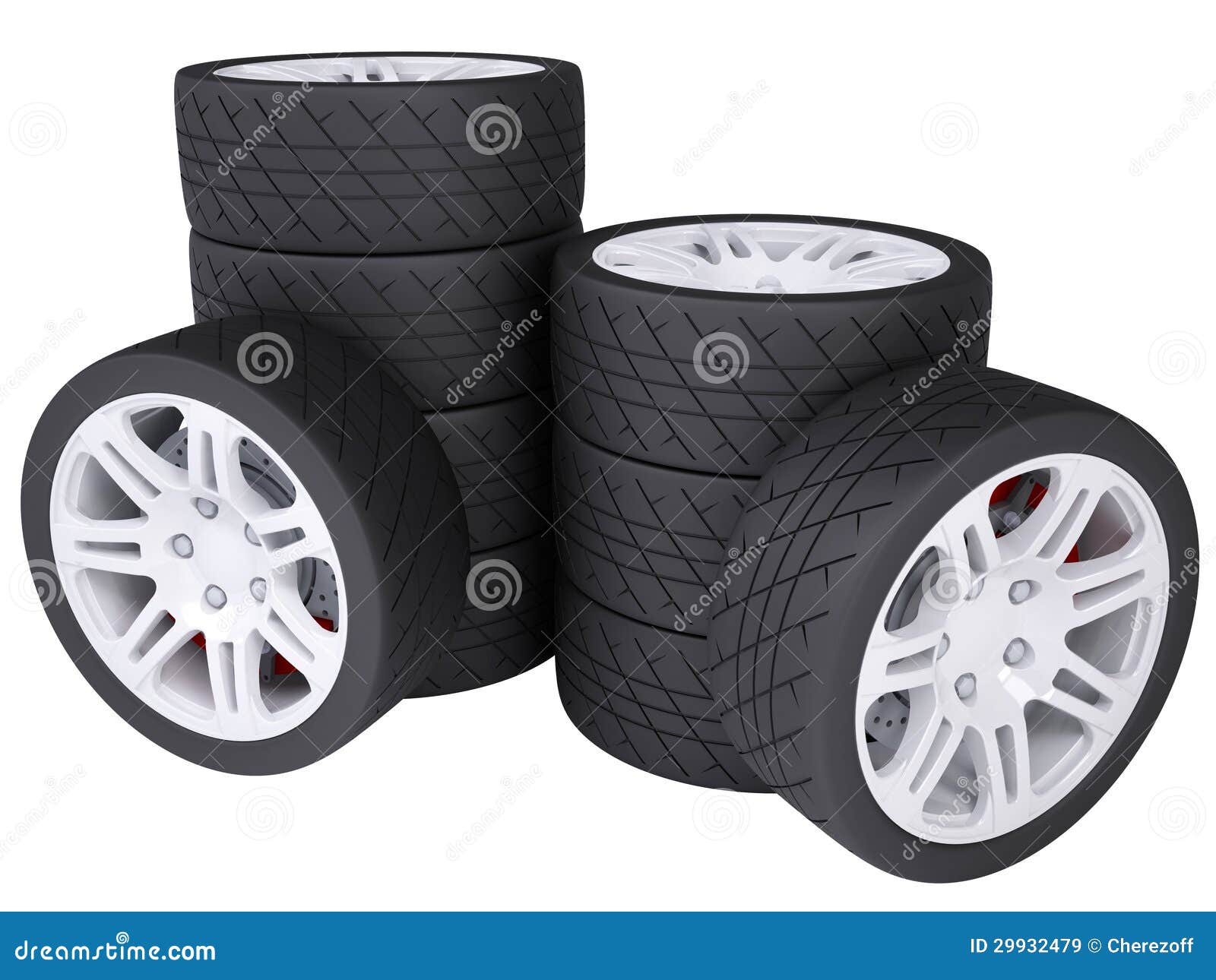 A Stack of Wheels with Discs Stock Illustration - Illustration of auto ...