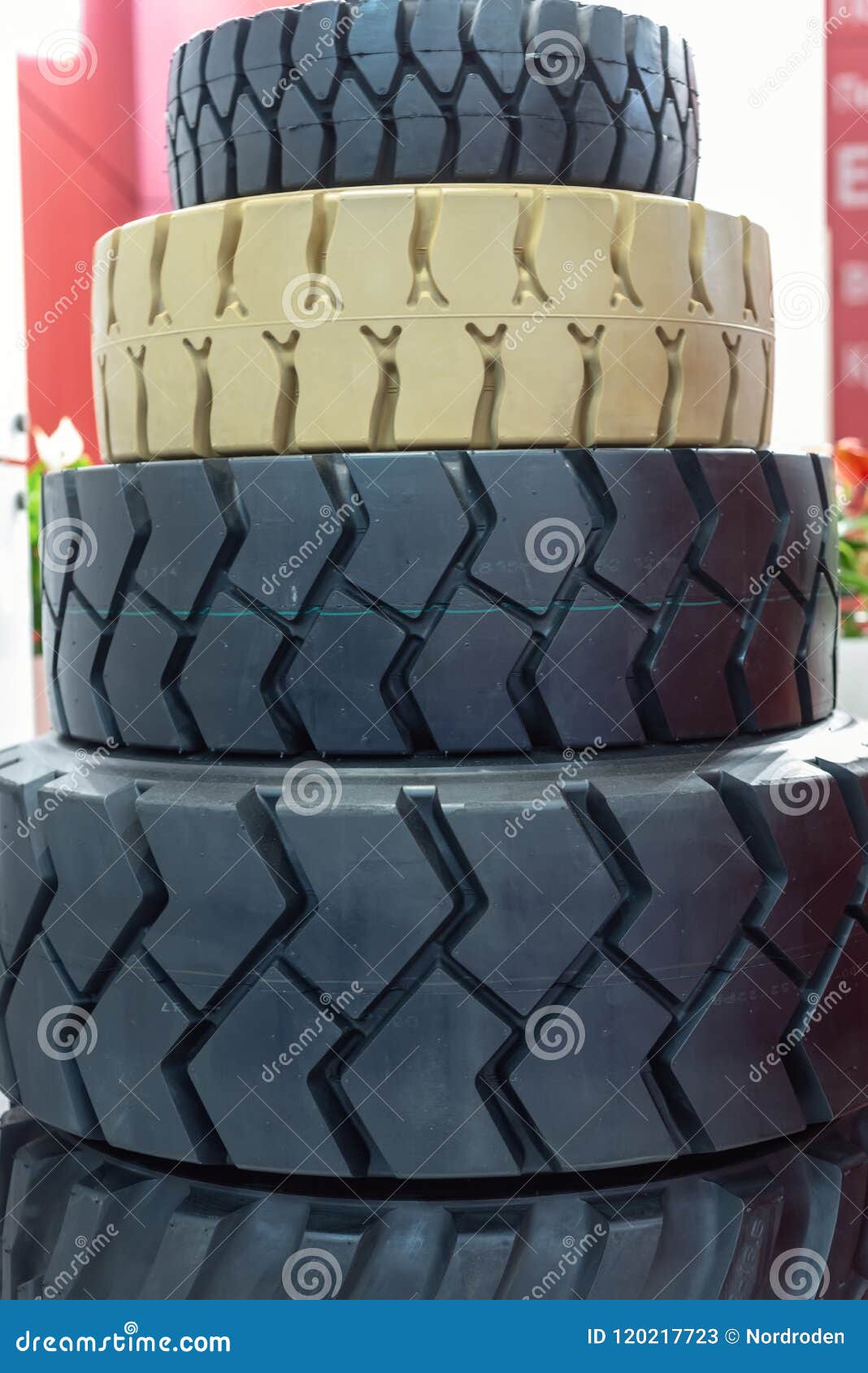 A Stack of Wheels for a Forklift. Stock Image - Image of equipment ...