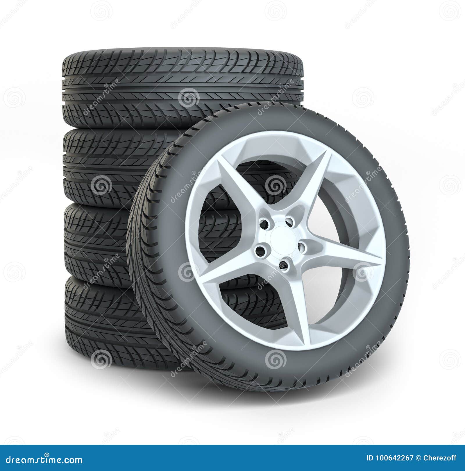Stack of wheels on white stock illustration. Illustration of disc ...
