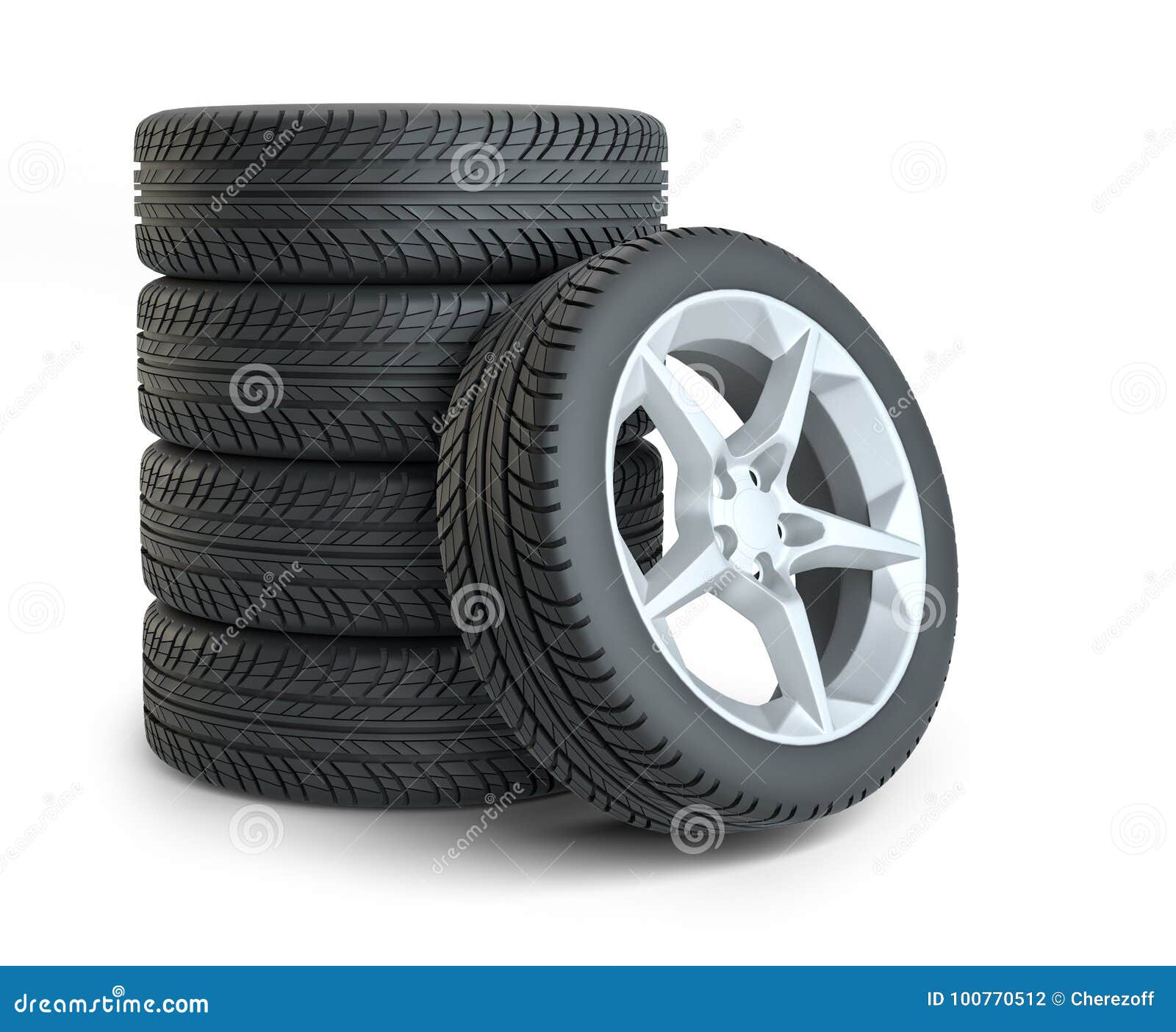 Stack of wheels on white stock illustration. Illustration of heap ...