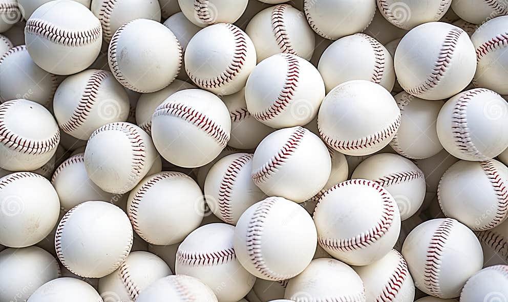 The Stack of White Baseballs Stock Illustration - Illustration of ...