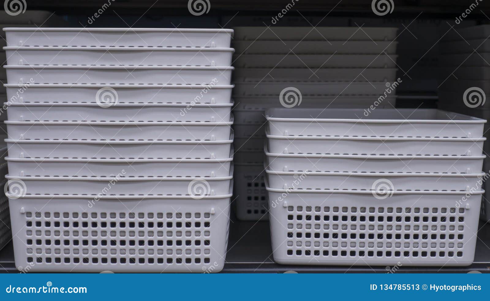 Stack of White Baskets in the Shop Stock Image - Image of baskets ...