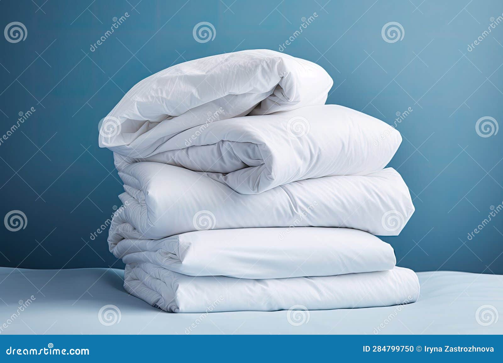 A Stack of White Bedding on a Blue Background Stock Illustration ...