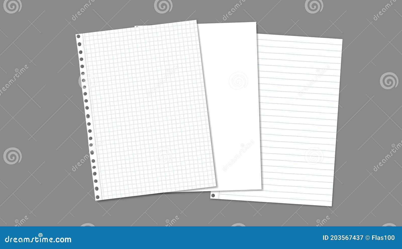 Stack of White Blank, Lined, Math Note, Notebook Paper are on Dark Grey ...