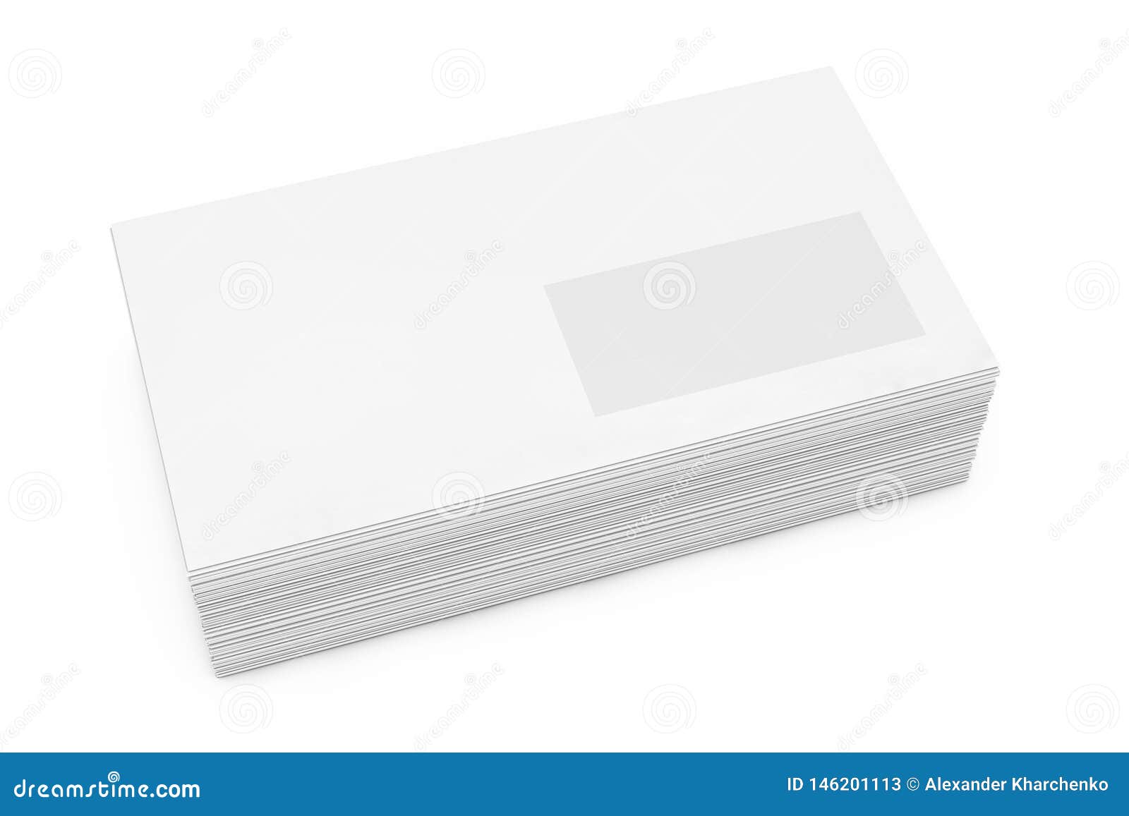 Stack of White Blank Window Envelope. 3d Rendering Stock Illustration ...
