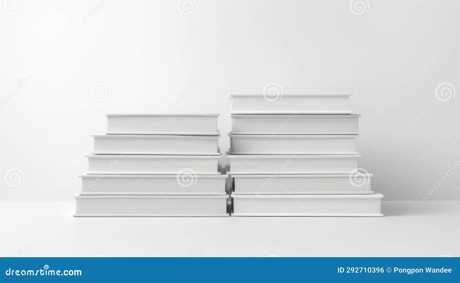 A Stack of White Books on a White Background. the Books are Stacked in ...