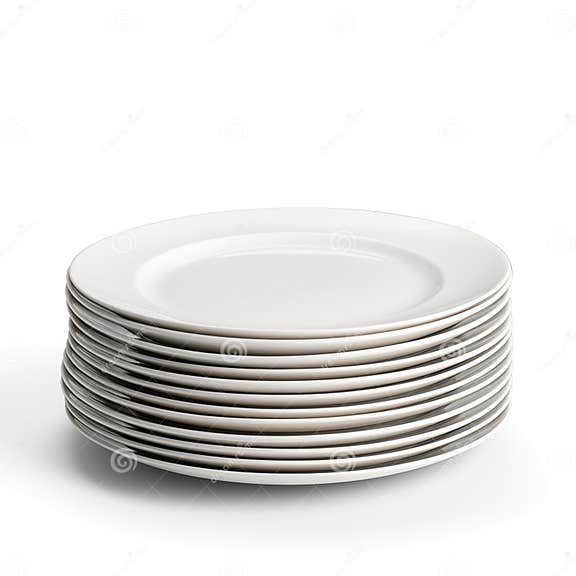 Stack of White Ceramic Plates Isolated on a White Background Stock ...