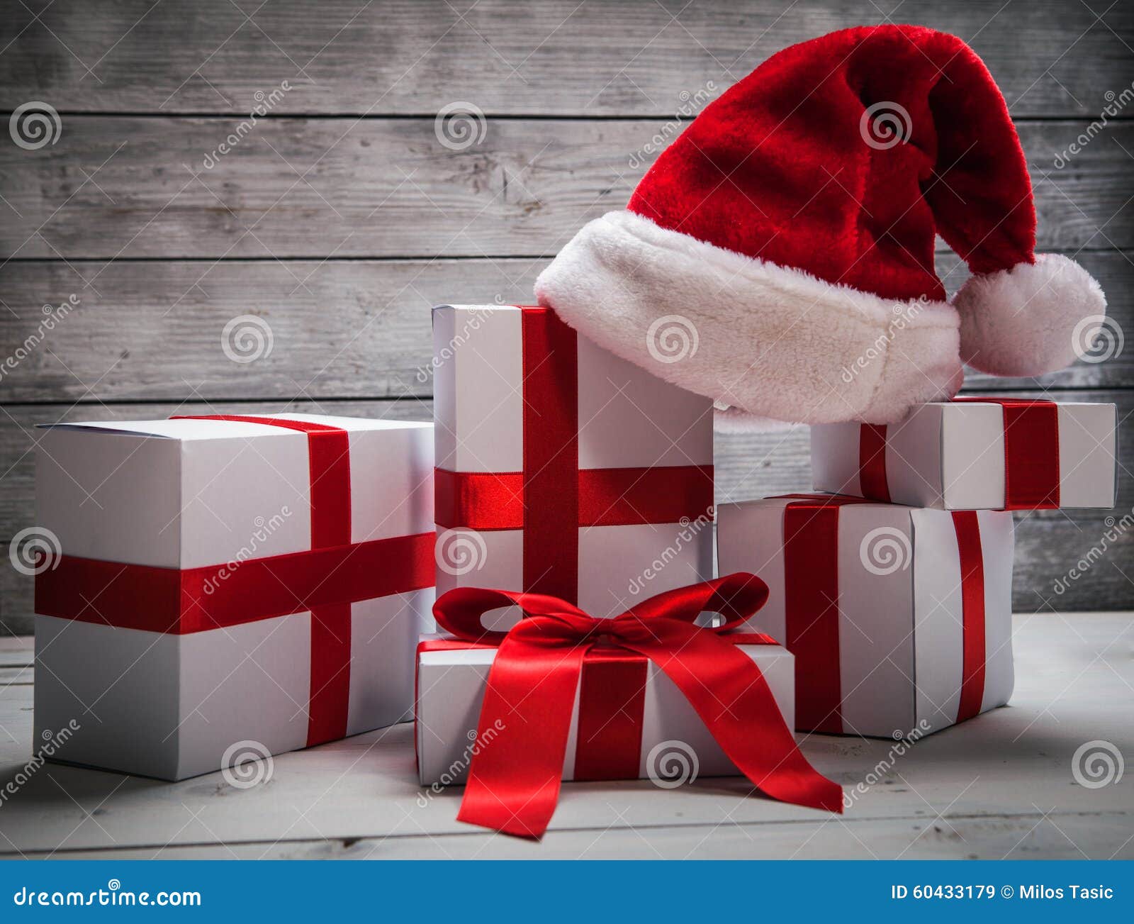Stack of White Christmas Gift Stock Image - Image of december, bows ...