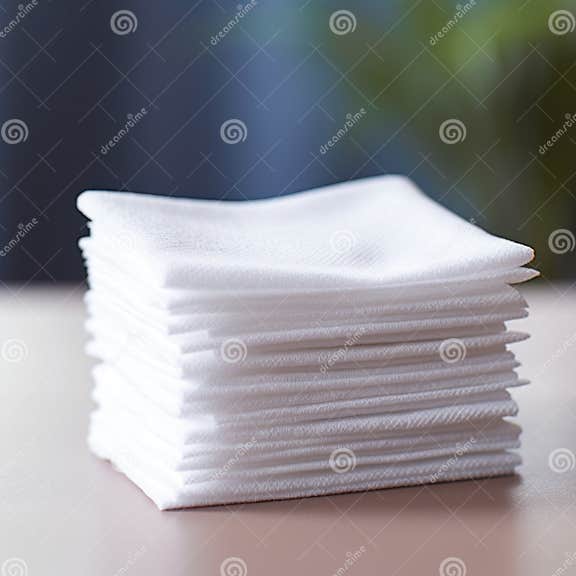 A Stack of White Cloths on a Table, AI Stock Illustration ...