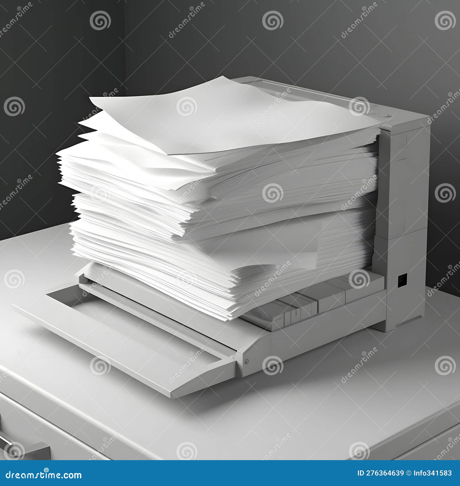 A Stack of White Copy Paper in a Printer Tray Hyper-reali One Created ...