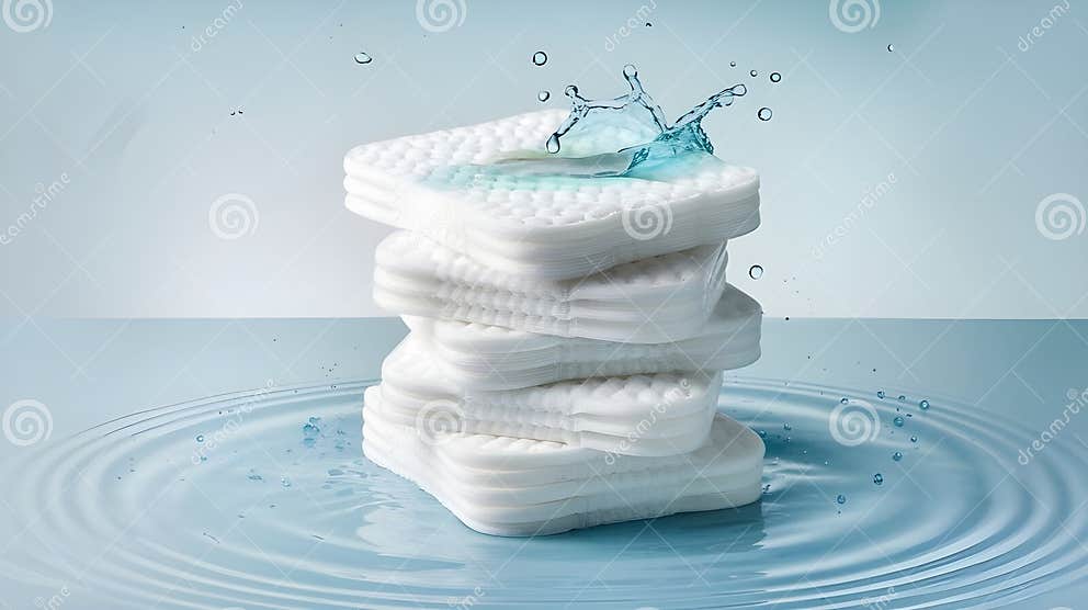 Stack of White Cotton Rounds with Water Droplet Splash Stock ...