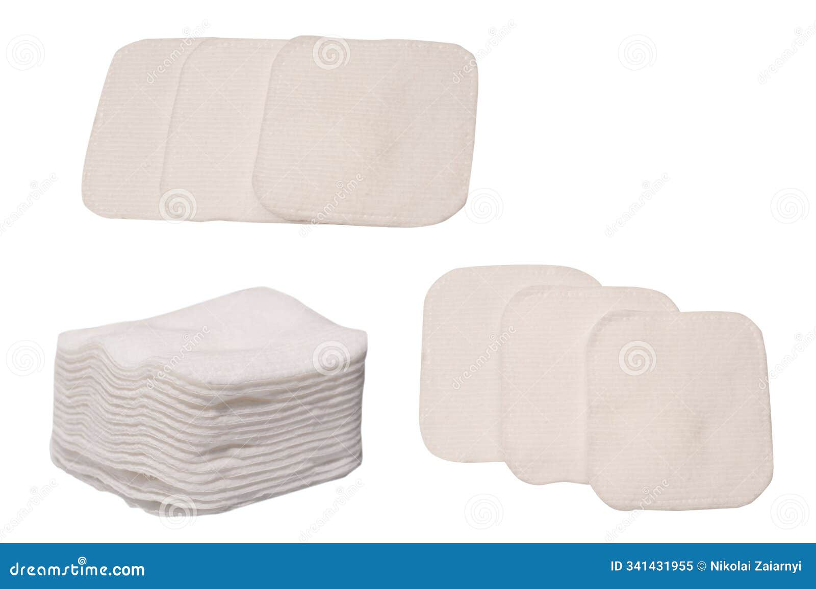 Stack of White Cotton Sponges Isolated on a White Background. Stock ...