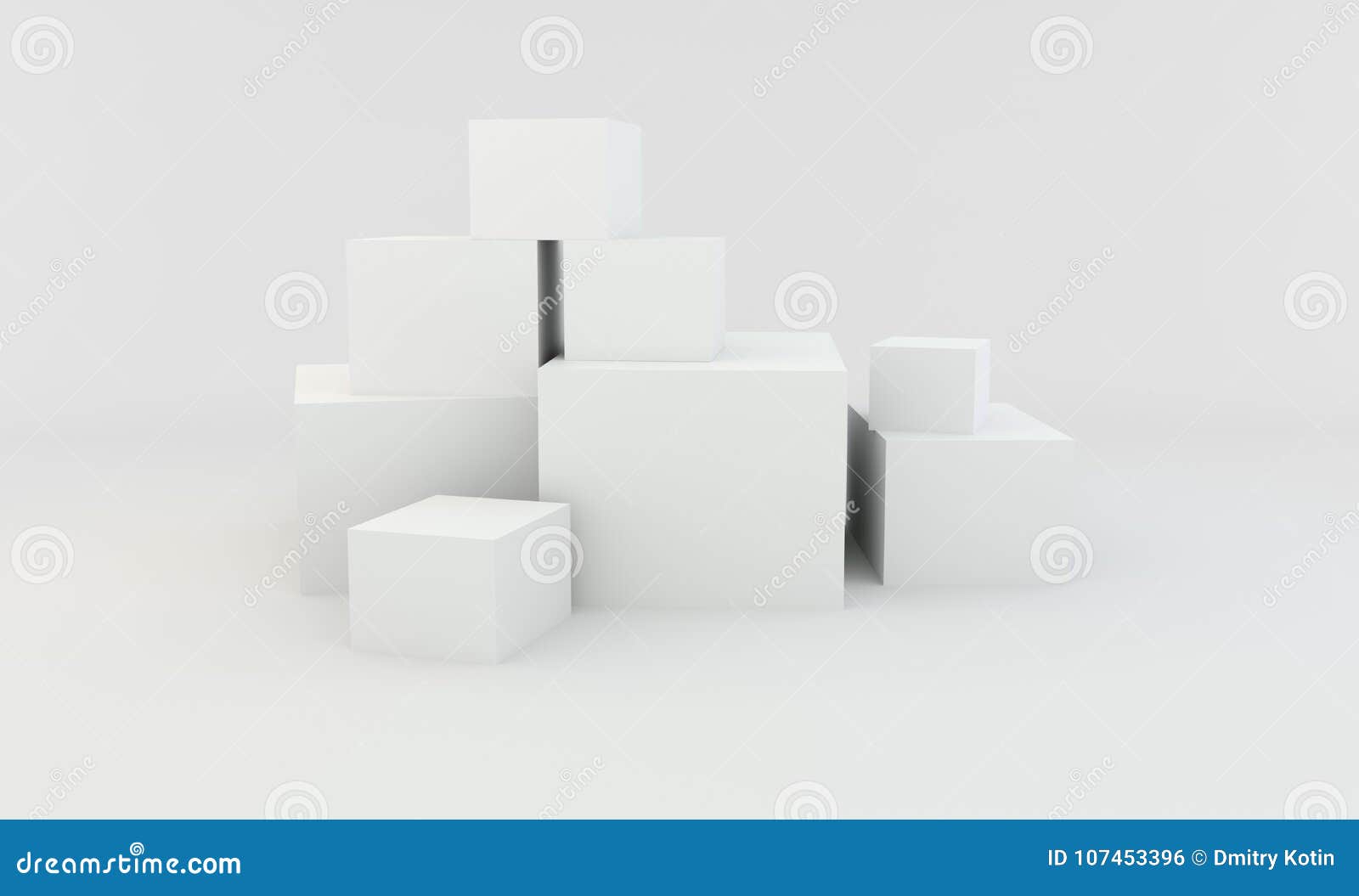 Stack of White Different Boxes. 3d Rendering. Stock Illustration ...