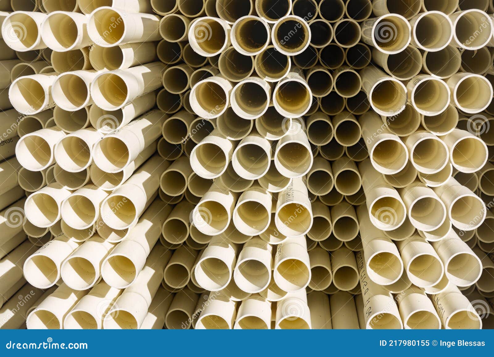 Stack of White Electrical PVC Conduit Pipes. Stock Image - Image of ...