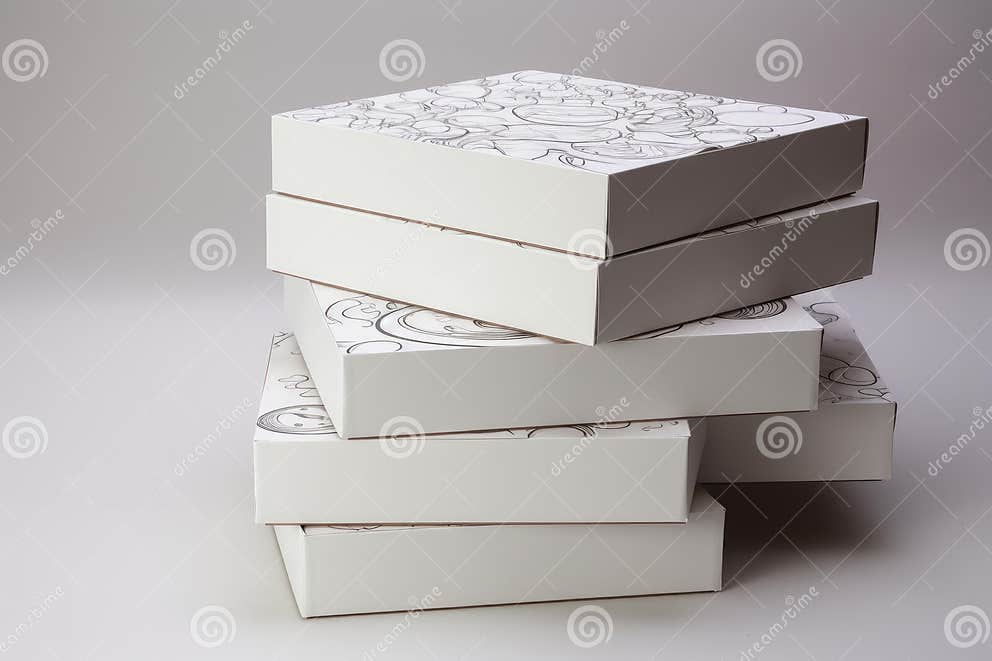 Stack of White Elegant Gift Boxes on Neutral Background Stock Photo ...