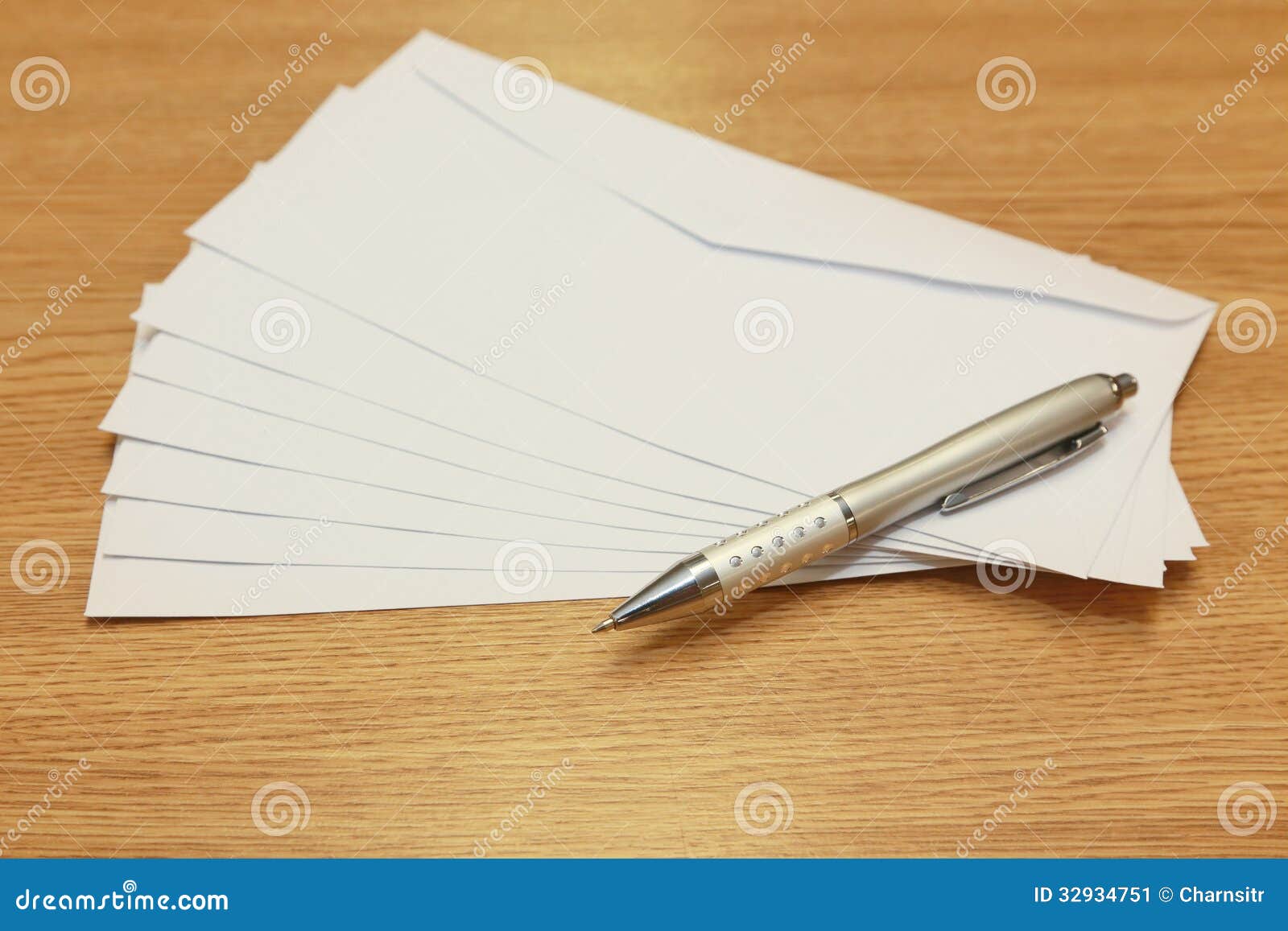 Stack of White Envelopes on a Table Stock Image - Image of pile, office ...