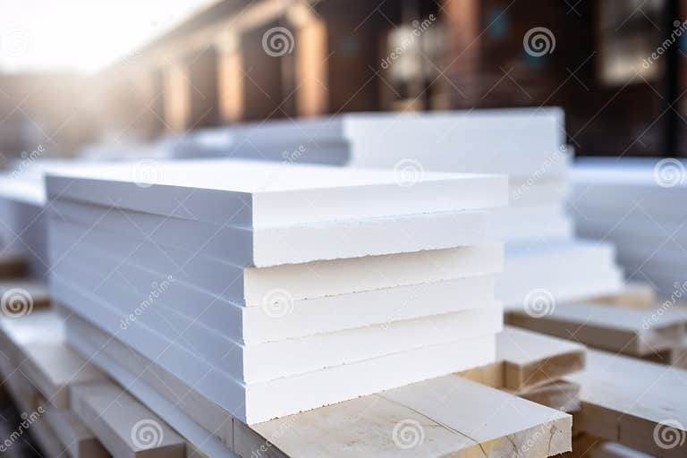 Stack of White Extruded Polystyrene Sheets Insulative Material for ...