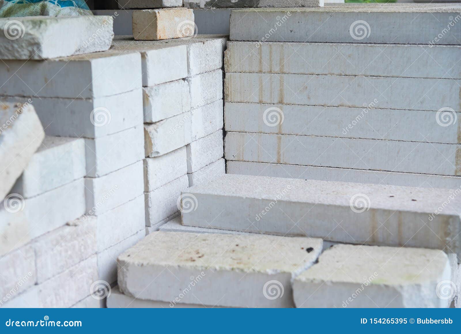 Stack of White Lightweight Concrete Block Stock Image - Image of ...