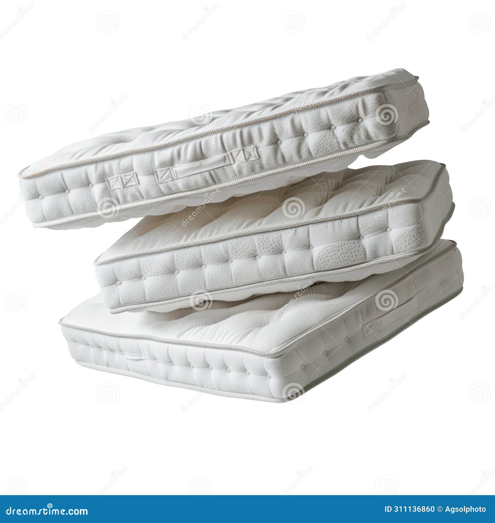 Stack of White Mattresses Isolated on a White or Transparent Background ...