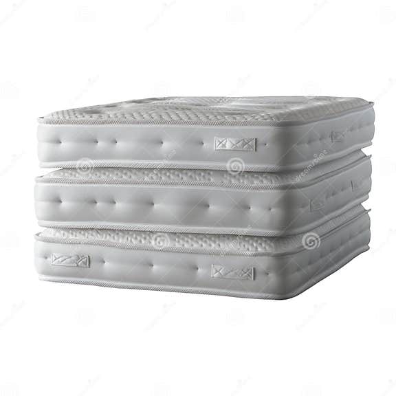 Stack of White Mattresses Isolated on a White or Transparent Background ...