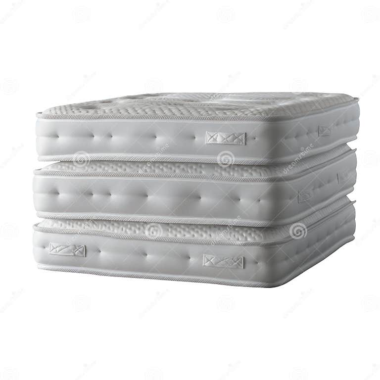 Stack of White Mattresses Isolated on a White or Transparent Background ...