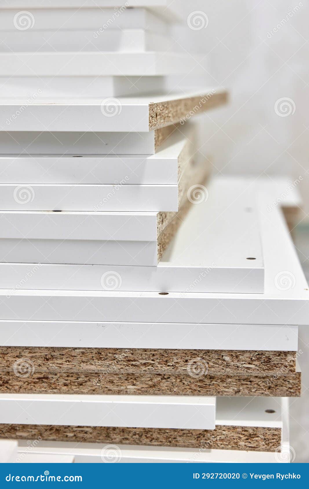 Stack of White MDF Panels Lie on Floor Stock Photo - Image of interior ...