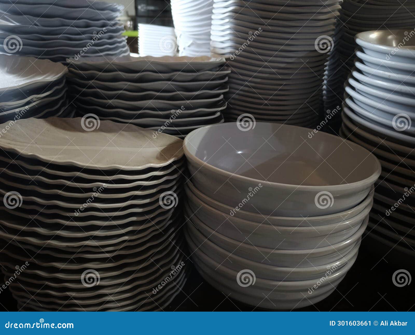 Stack of White Melamine Plates Sold at Hardware Store Stock Image ...