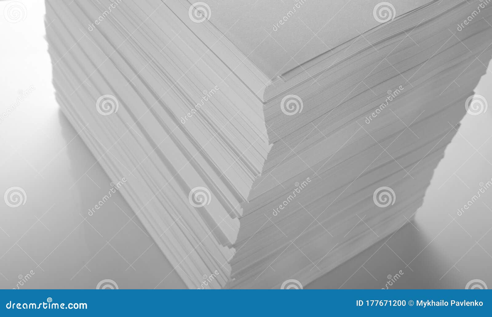Stack of White Office Paper on Light Background, Top View, Place for ...